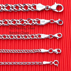 925 Sterling Silver Rambo Chain Necklace Men, Double Curb Link Long ...