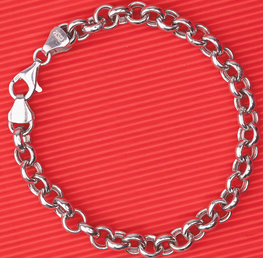 925 Sterling Silver Belcher Chain Bracelet Women, Rolo Long Thick ...