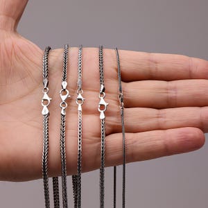 925 Sterling Silver Foxtail Chain Necklace Men, Wheat Bali Oxidized ...