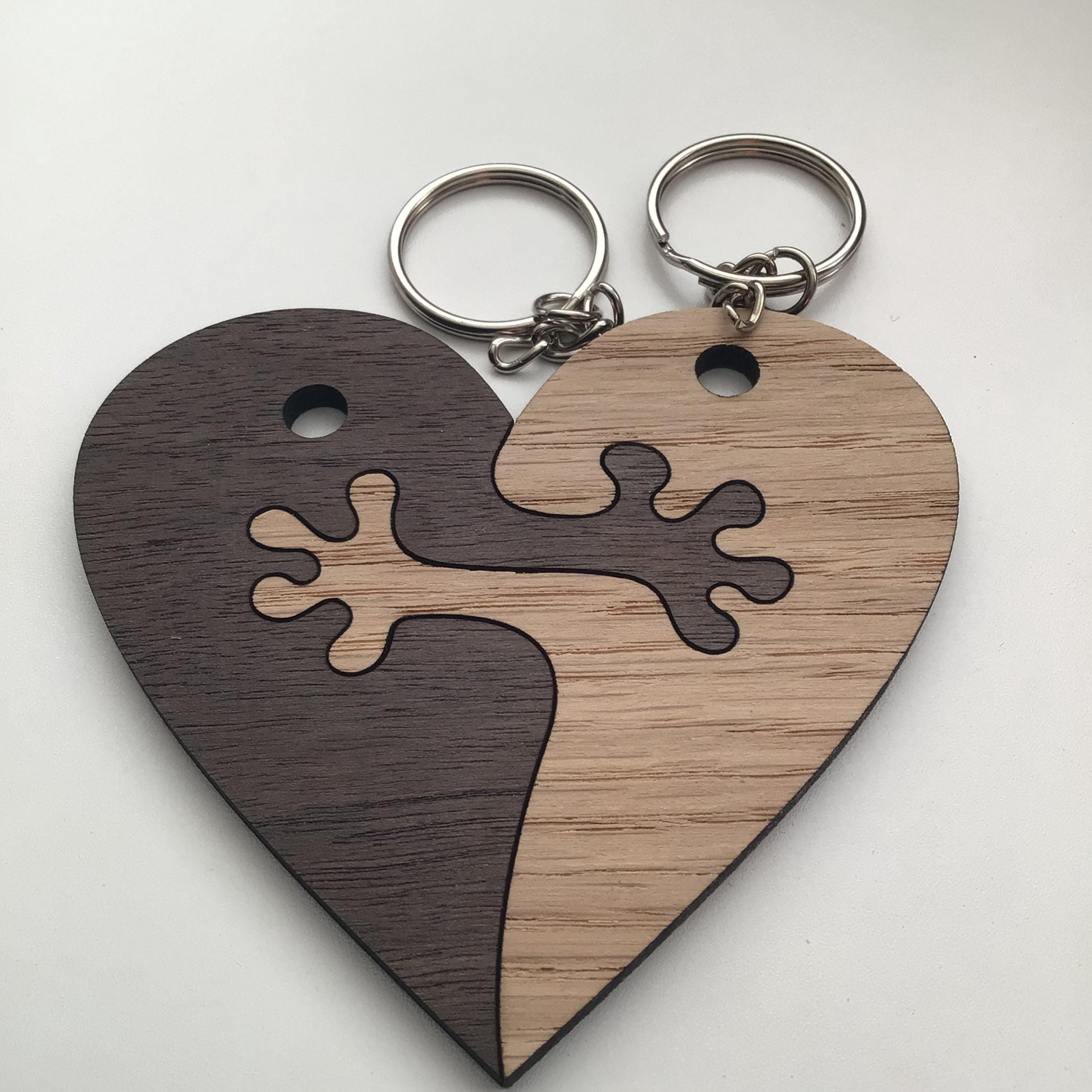 Valentine Keychains Laser Cut Keyrings Keychains Jigsaw Puzzle Piece ...