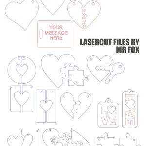 Valentine Keychains Laser Cut Keyrings Keychains Jigsaw Puzzle Piece ...