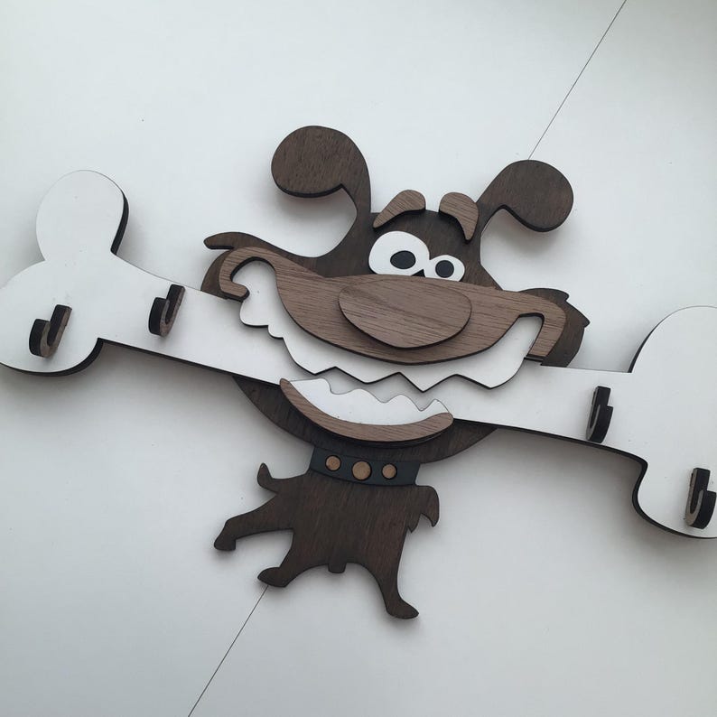 Cartoon Dog and Bone Key Holder Laser Cut File Digital File Only Dog ...