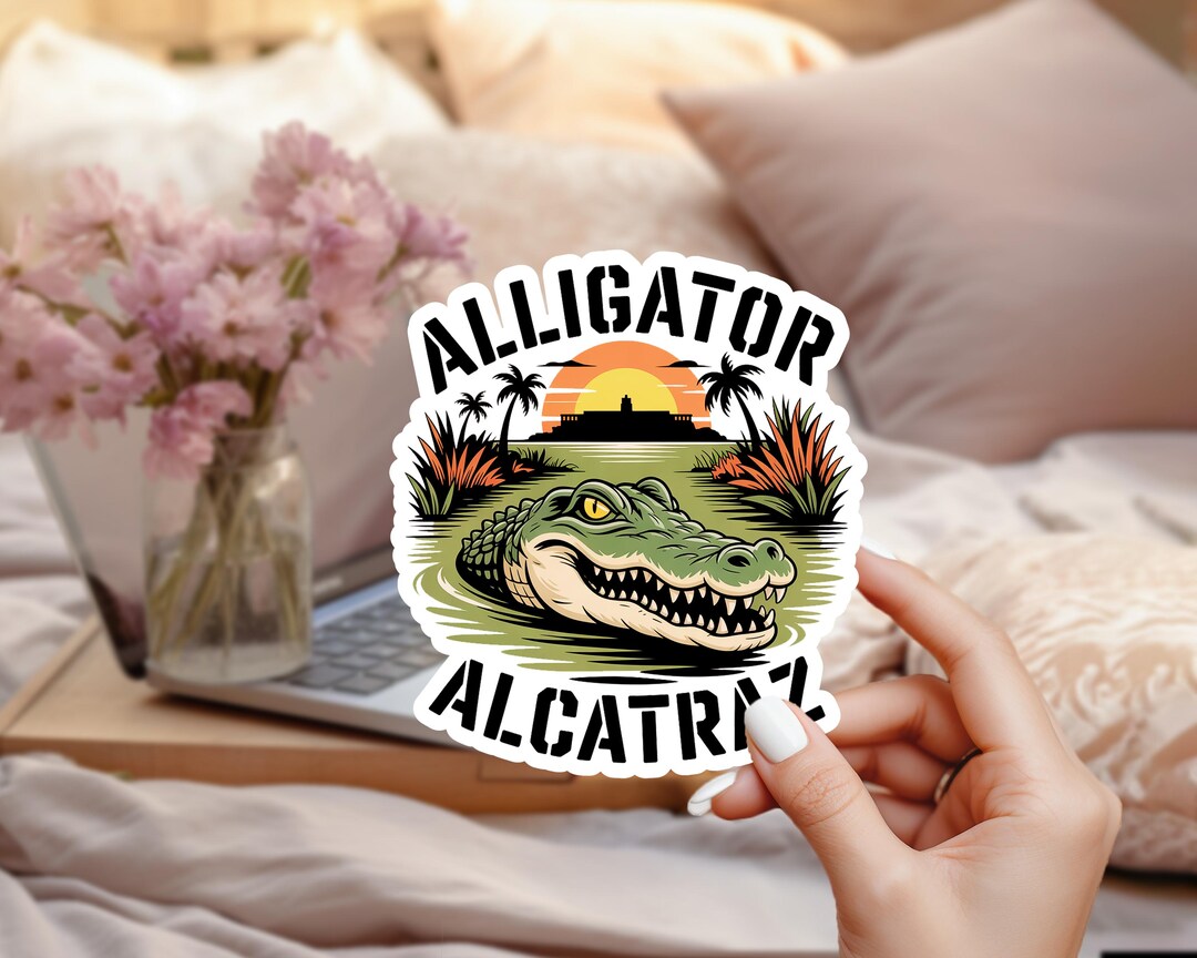 Alligator Alcatraz Sticker – Retro Swamp Gator Vinyl Decal – Florida ...