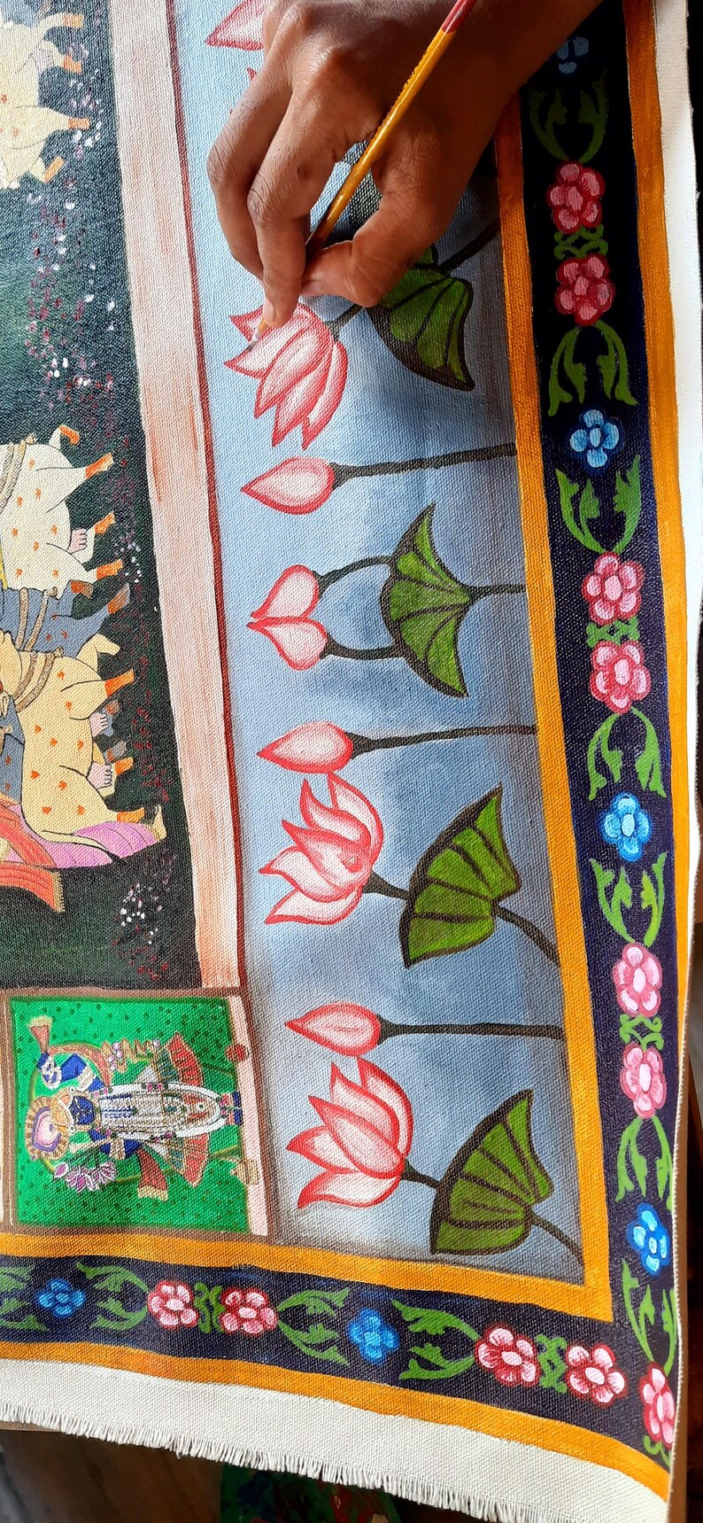 Handmade Lord Krishna Portrait: Depicting His Life, Leela, and Divine ...
