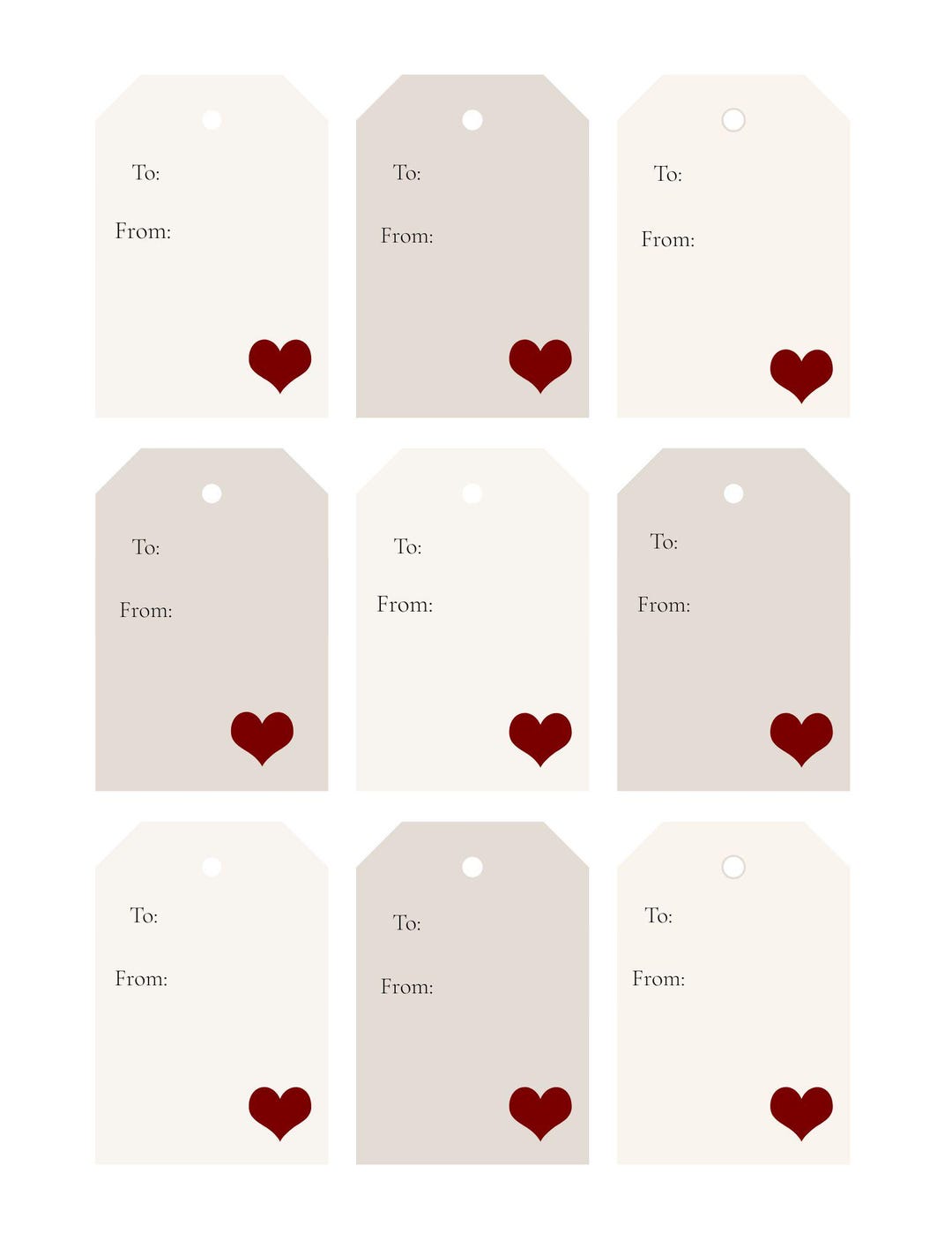 Printable Heart Gift Tags | Minimal - Etsy