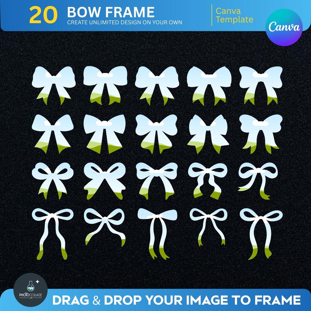 20 Bow Frame Canva Template Ribbon Frames Editable Drag Drop Design ...