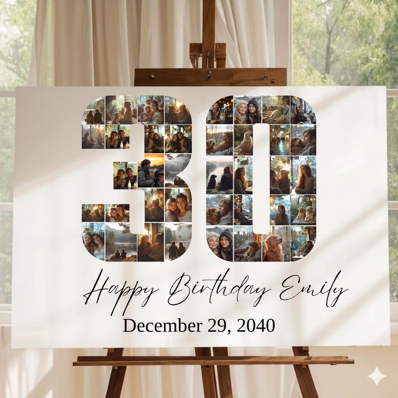 Editable 30th Birthday Photo Collage Canva Template, Thirty Birthday ...