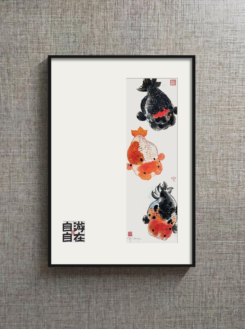 Handmade Watercolor Paint| Ranchu Swimming at Ease Painting ...