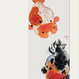 Handmade Watercolor Paint| Ranchu Swimming at Ease Painting ...