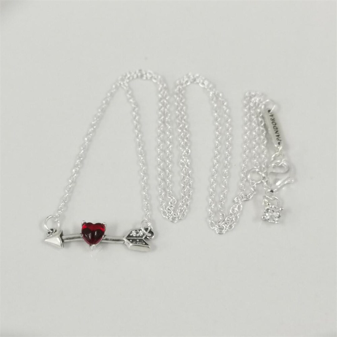 Pandora Arrow & Murano Glass Heart Necklace - Etsy