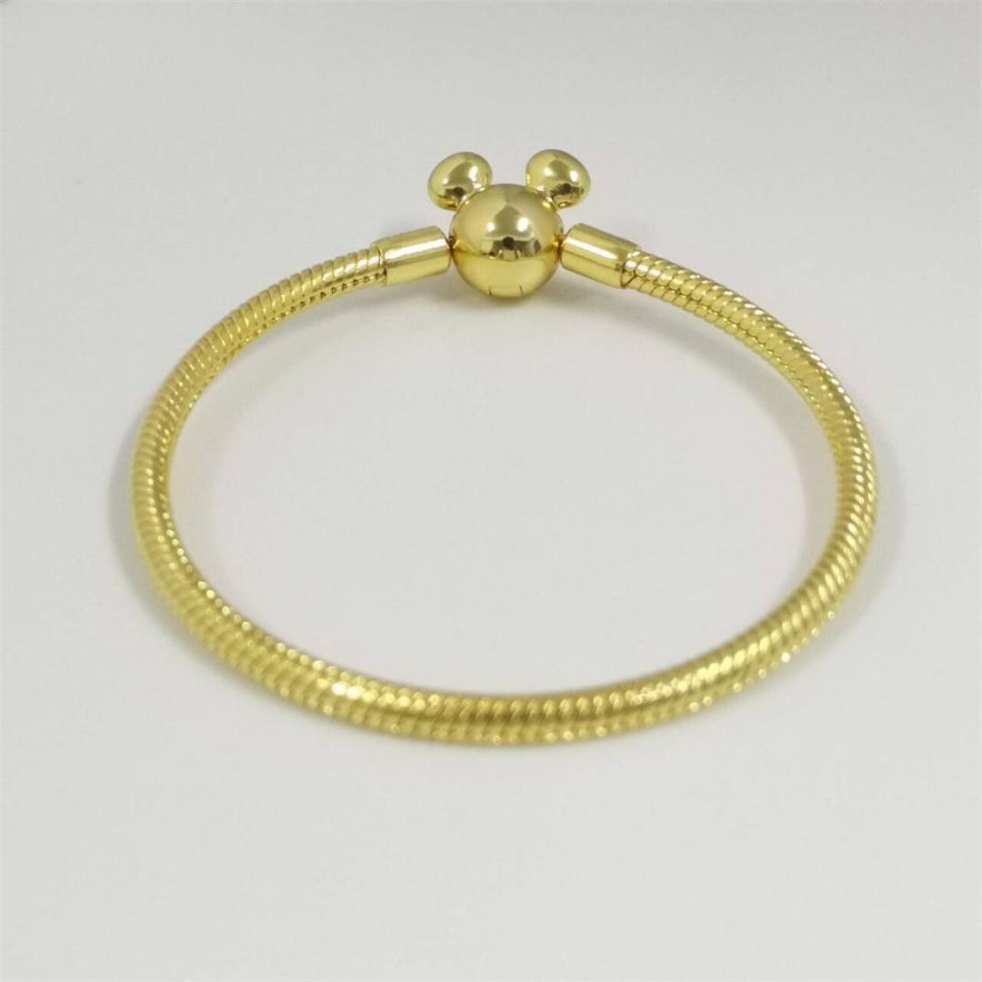 Pandora Mickey Mouse Clasp Moments Snake Chain Bracelet - Etsy UK
