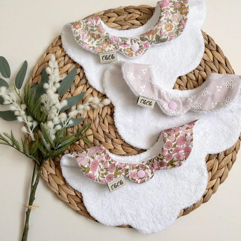 Scalloped Baby Dribble Bibs Liberty Fabric Floral Drool Bib for Newborn ...