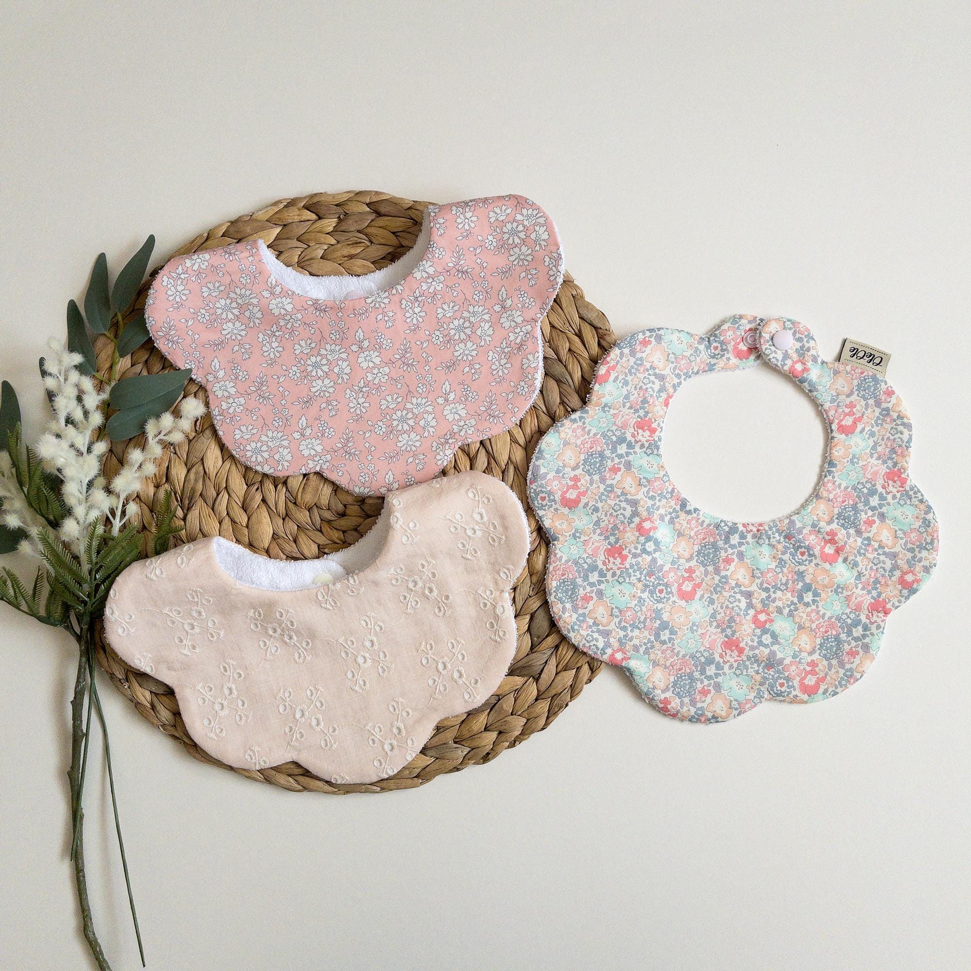 Scalloped Baby Dribble Bibs Liberty Fabric Floral Drool Bib for Newborn ...