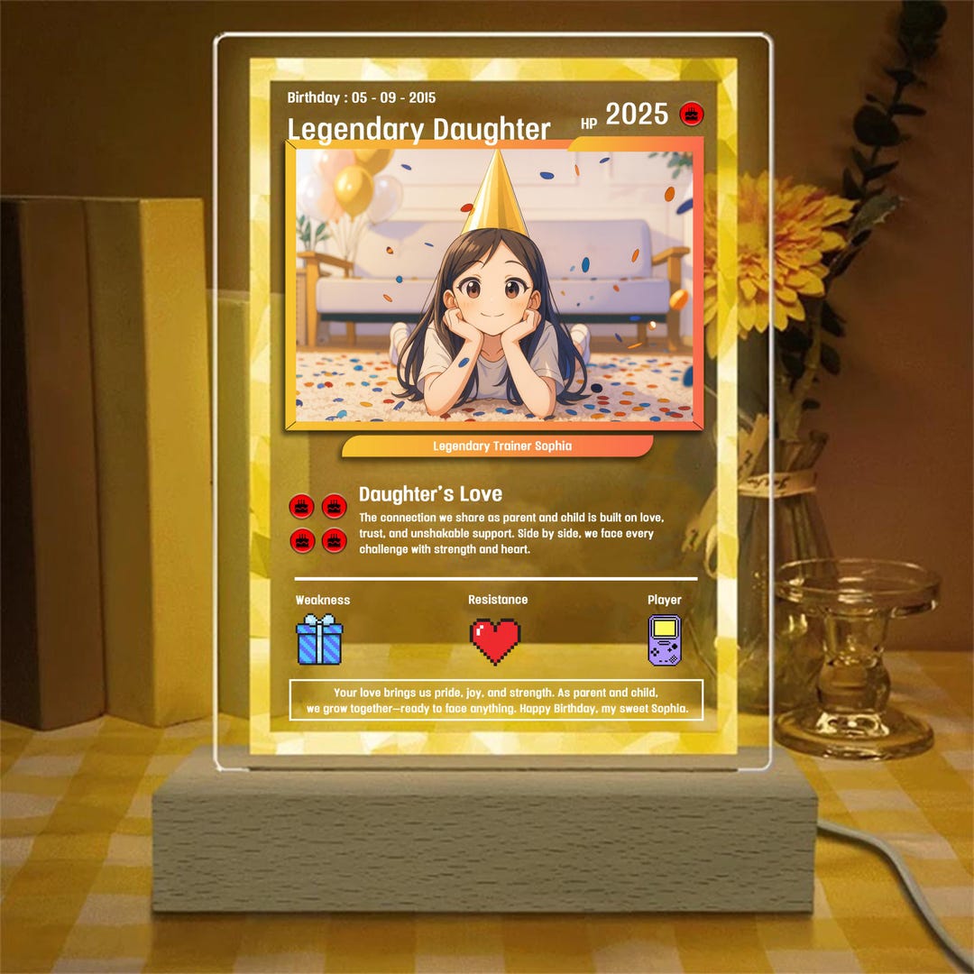 Personalized Birthday Night Light, Anime Photo Acrylic Plaque, Couple ...