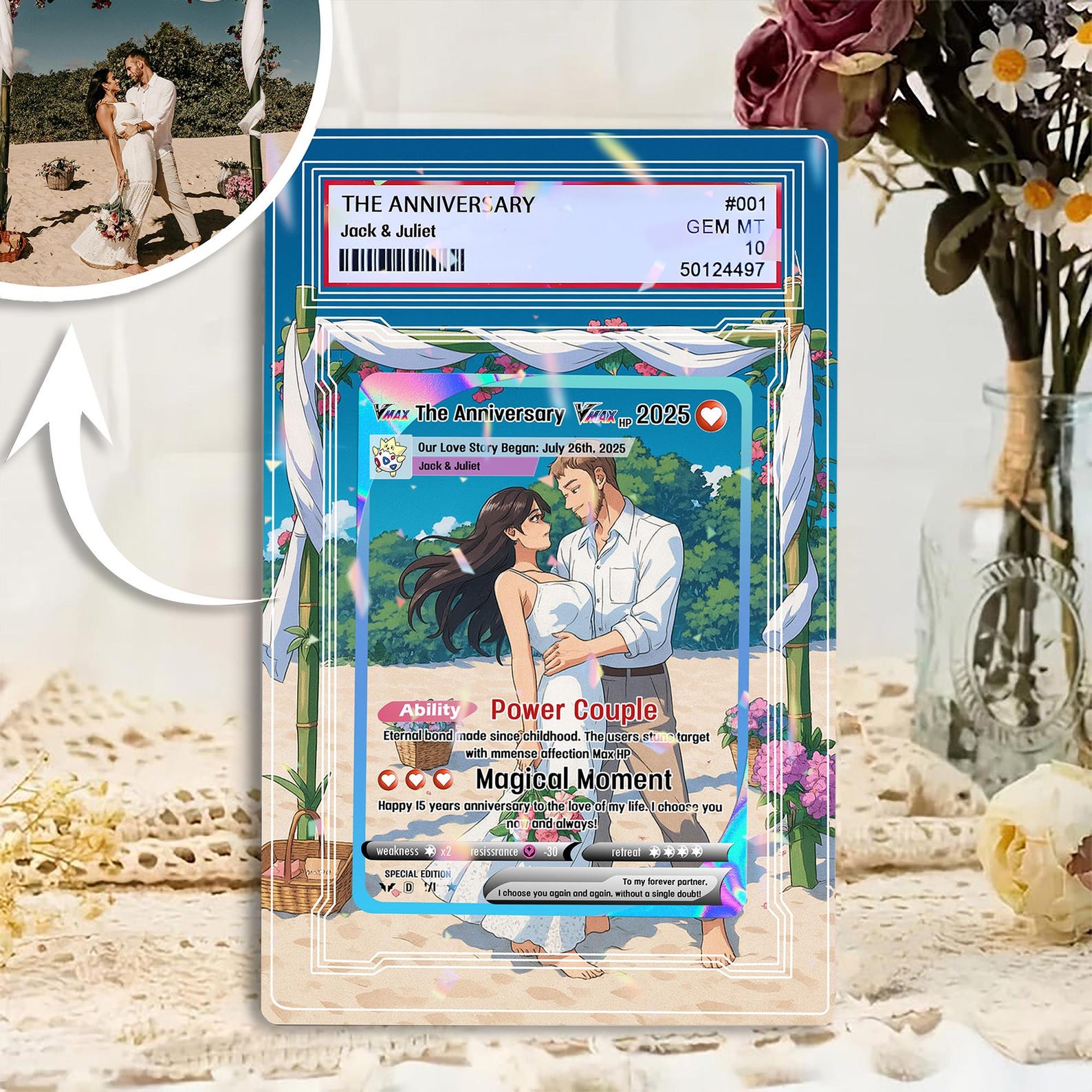 Personalized Anniversary Pokemon Card, Custom Anime Photo Acrylic ...