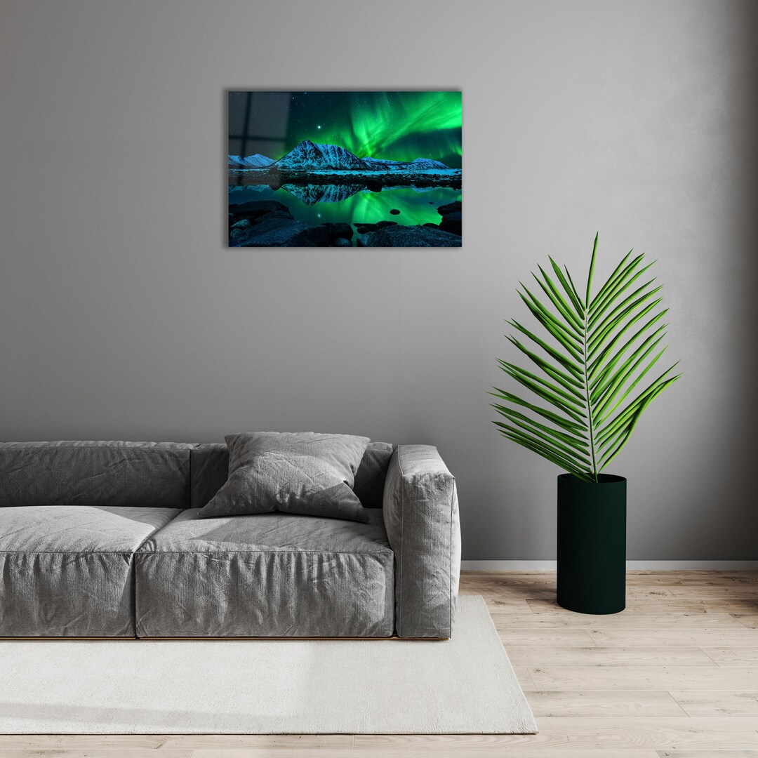 Aurora Borealis Northern Lights Glass Art Wall Decor - Etsy
