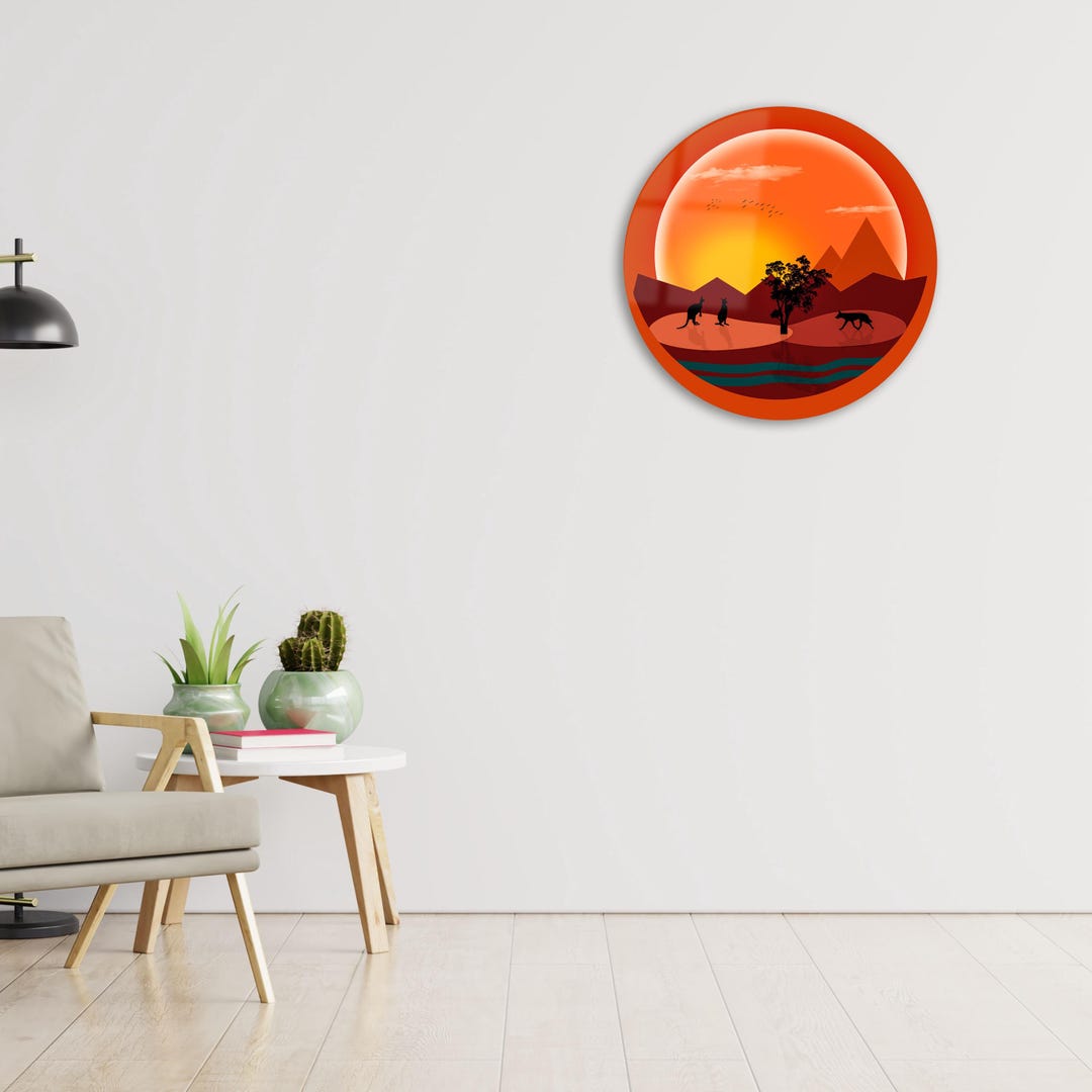 Australia Outback With Animals Illustration Digital Art Glass Wall ...