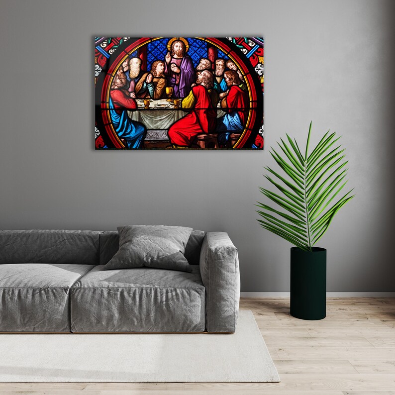 Stained Glass Picture the Last Supper Glass Art Wall Decor - Etsy