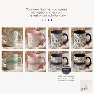 Personalized Name Mug – Pink Toile Design | Custom Coffee Cup, Elegant ...