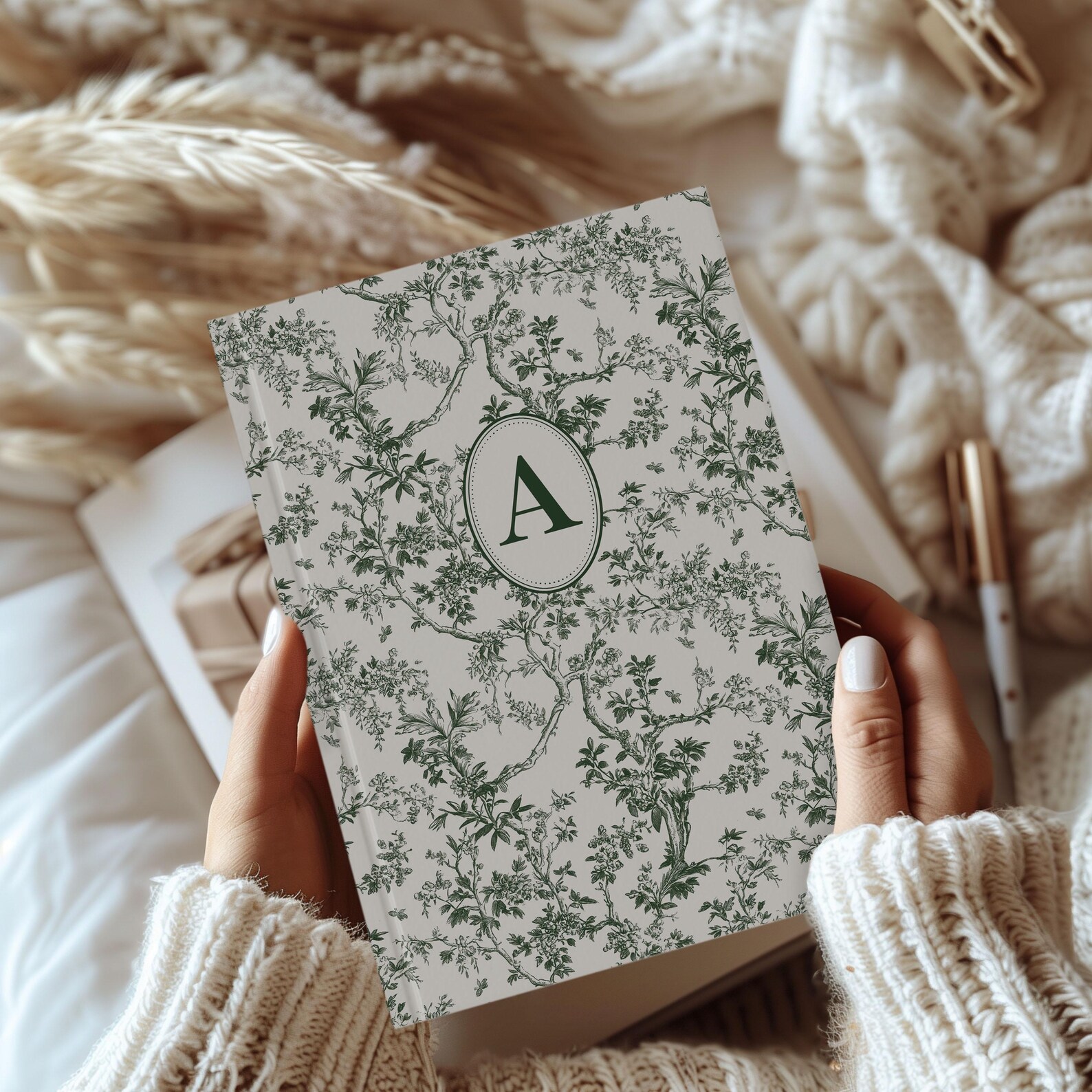 Customized Monogram Notebook for Women, Personalized Toile Journal ...