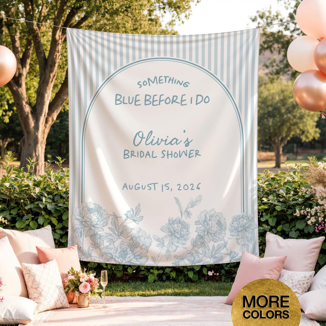 Something Blue Before I Do Bridal Shower Tapestry Bridal Shower Banner ...