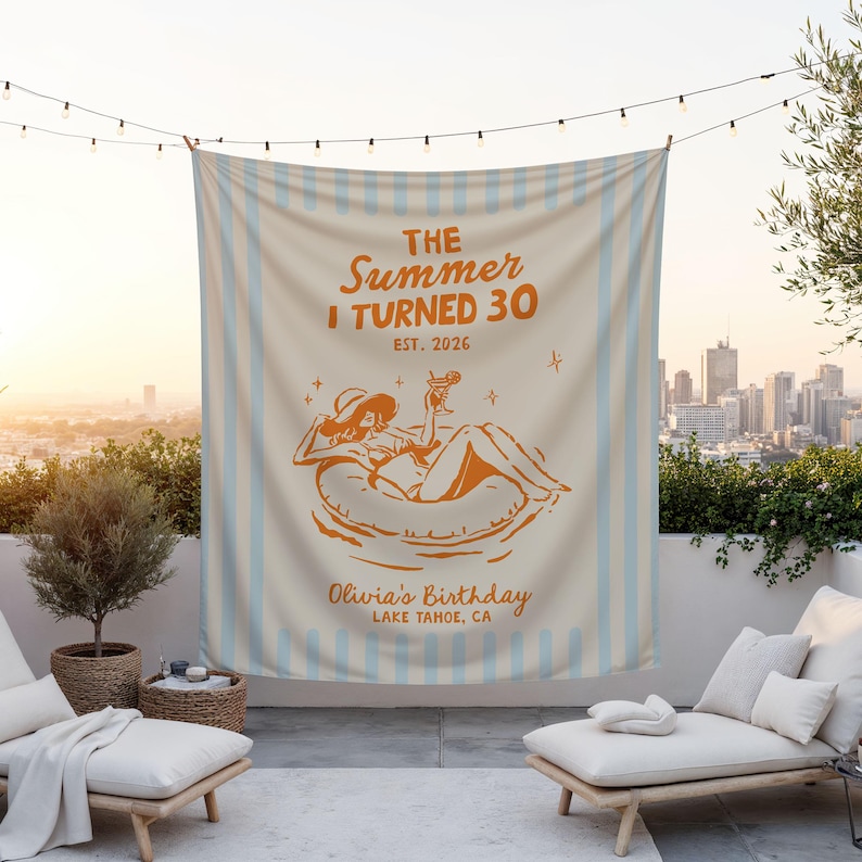 The Summer I Turned Tapestry Summer Birthday Banner Personalized ...