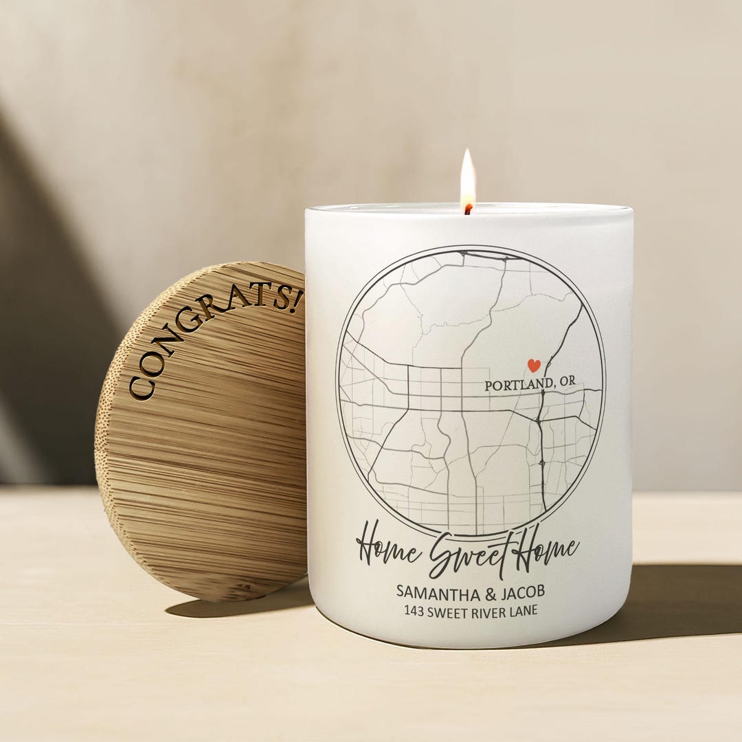 New Home Candle Personalized Map Candle Housewarming Gift for New ...