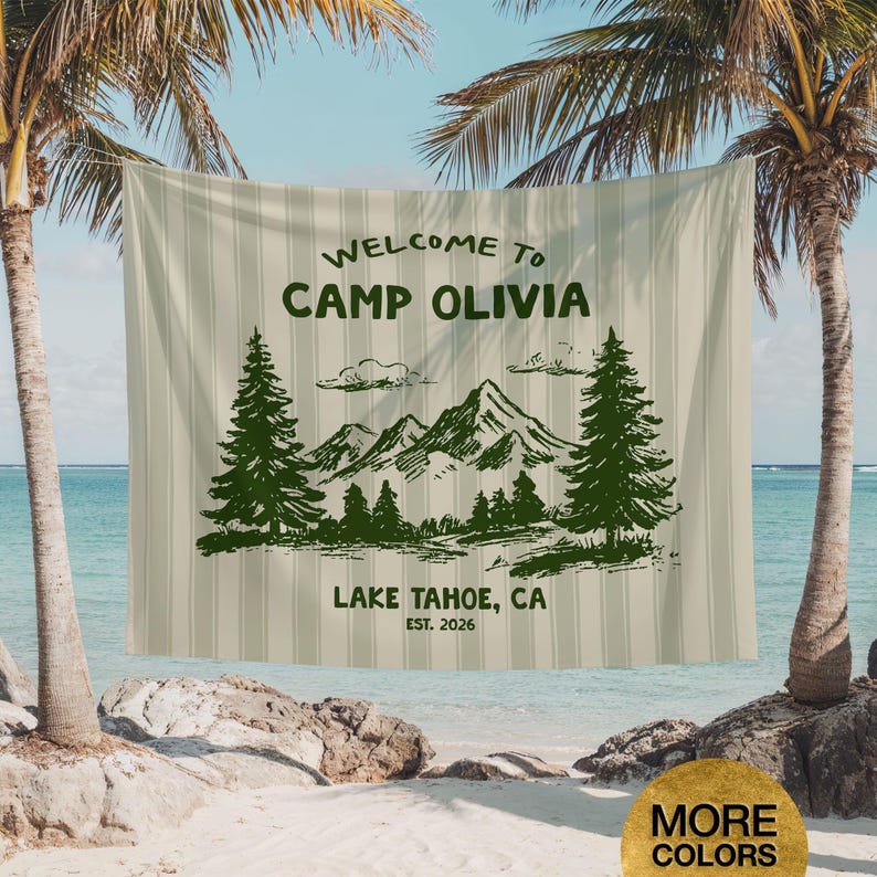 Welcome to Camp Personalized Tapestry Camp Bachelorette Banner Lake ...