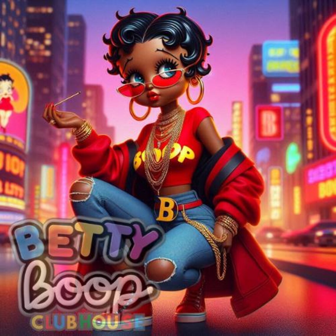 Chic Betty Boop in Glam Pink Trendy Fashion & Luxury Car 6PNG Image Bundle Instant Digital ...