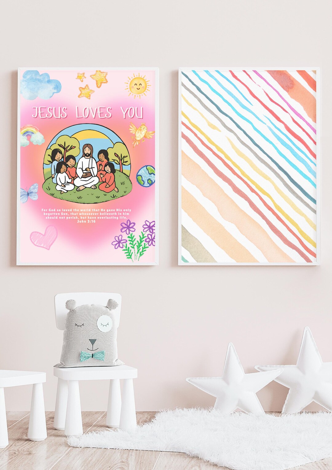 Jesus Loves You Poster for Kids | Christian Wall Art for Sunday School ...