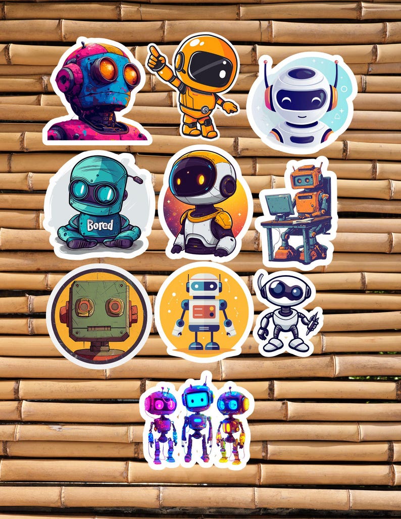 20 Adorable Robot Stickers: Fun & Playful Bots for All Ages - Etsy