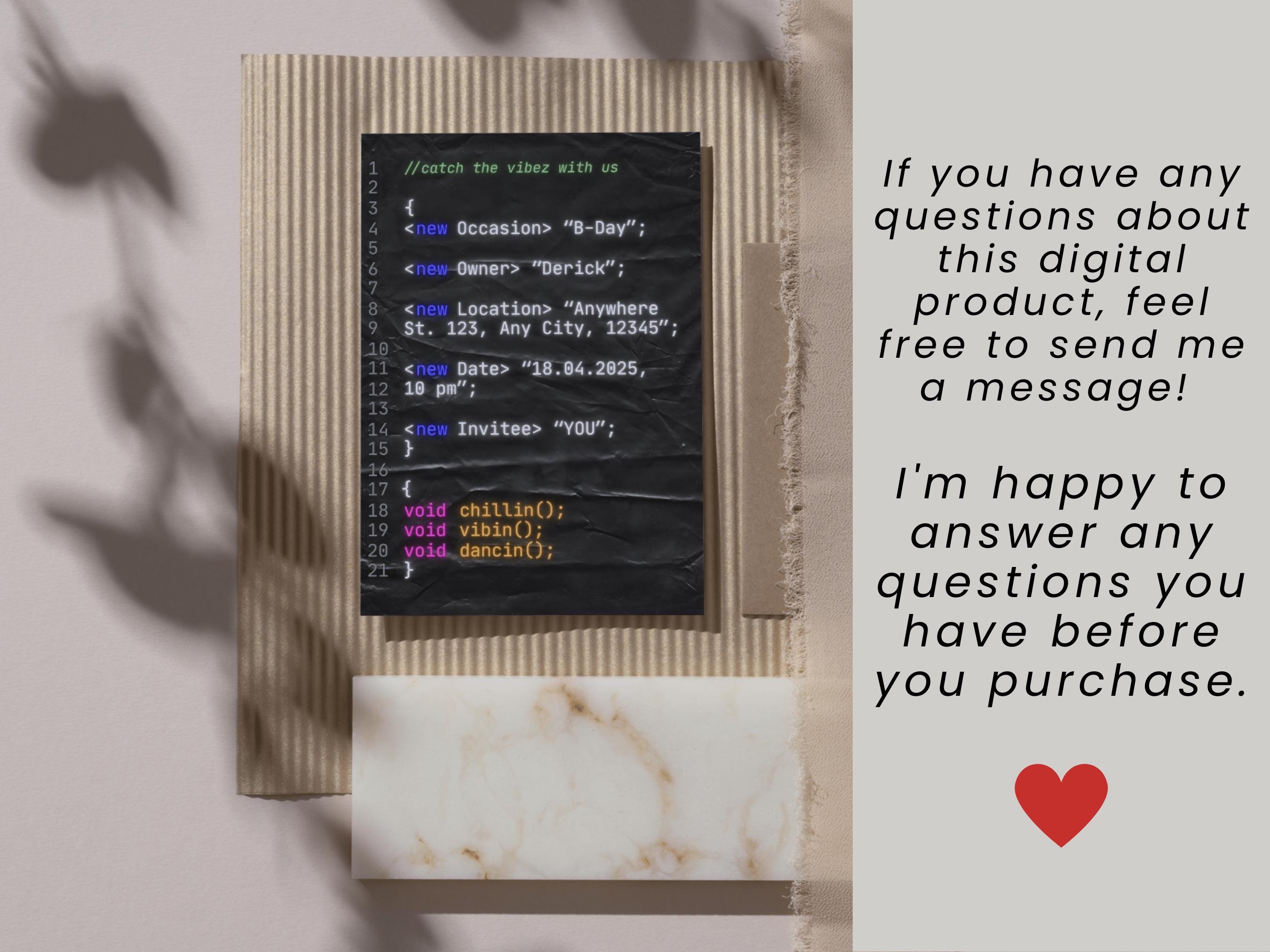 Coding Editable Digital Birthday Invitation Template, Software ...