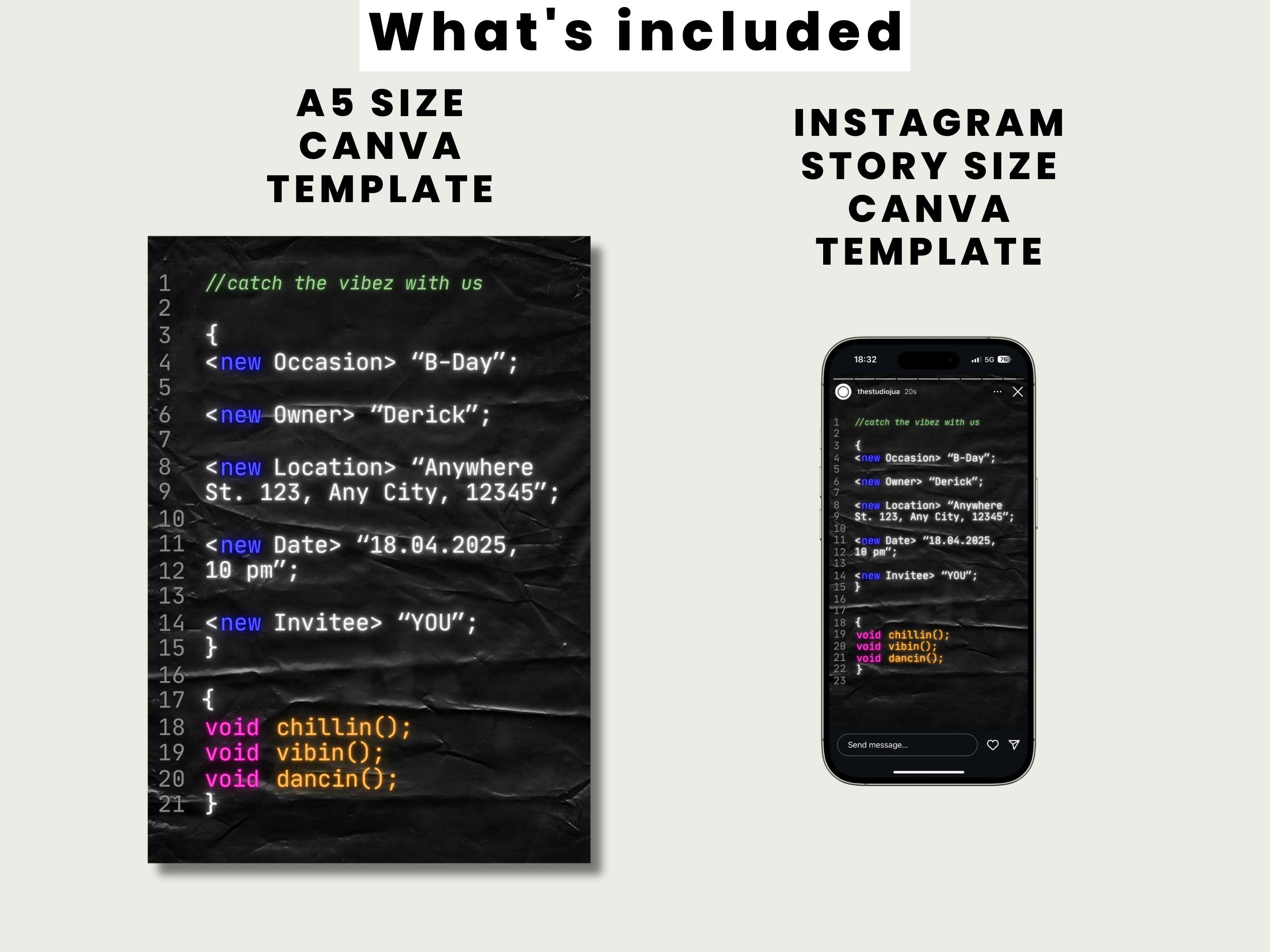 Coding Editable Digital Birthday Invitation Template, Software ...