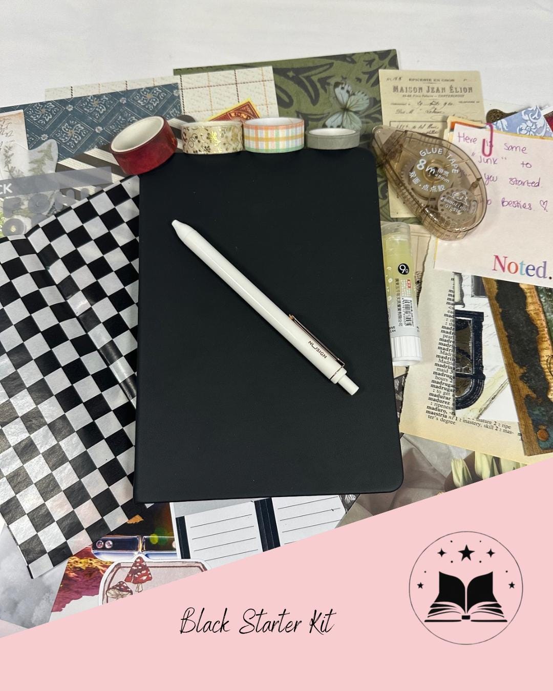 Junk Journal Starter Kit - Black - 50 Piece - Etsy