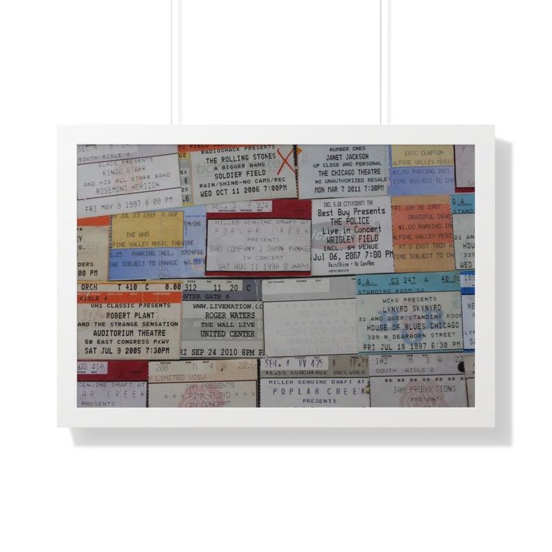 Rock and Roll Concert Ticket Stubs Framed Horizontal Poster - Etsy