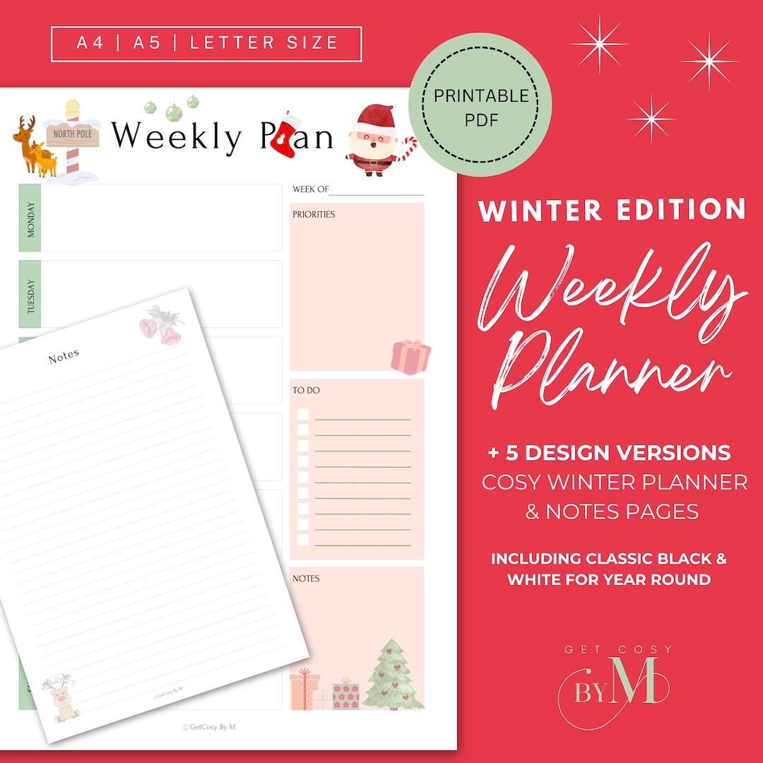 Winter Weekly Planner - Printable | Festive Christmas Theme | Notes ...