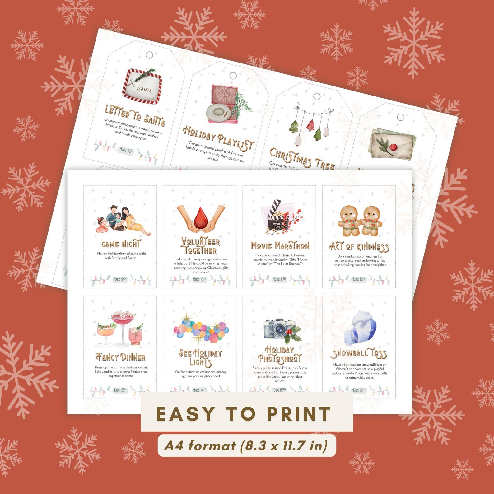 Printable Advent Activity Cards | Christmas Countdown | Activity Card ...
