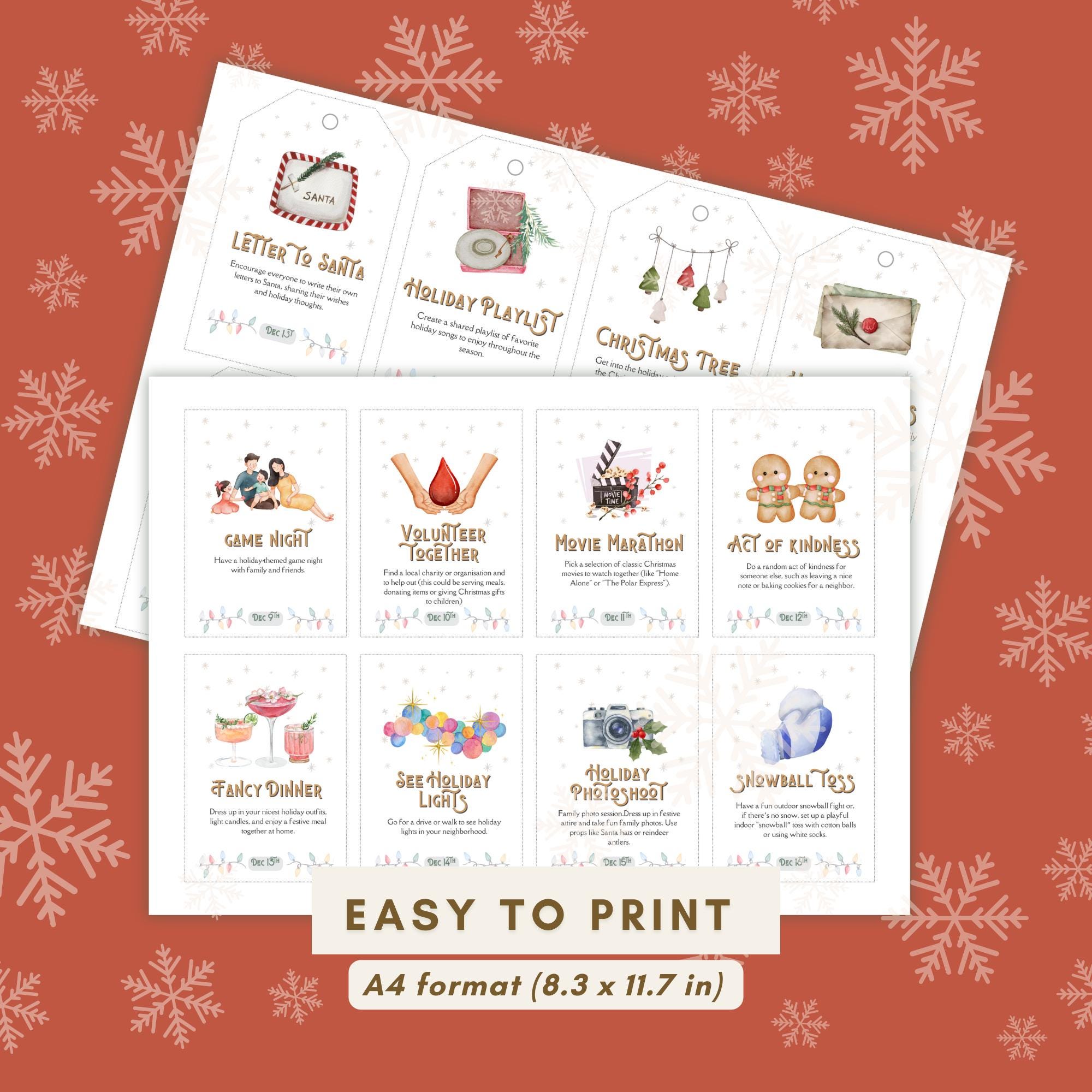 Printable Advent Activity Cards | Christmas Countdown | Activity Card ...