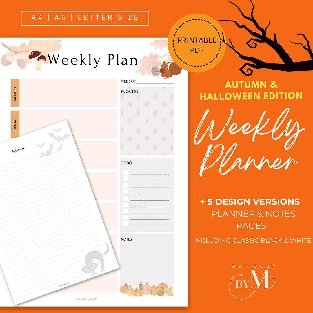 Halloween Weekly Planner Printable | Autumn Themed | Cosy Notes ...