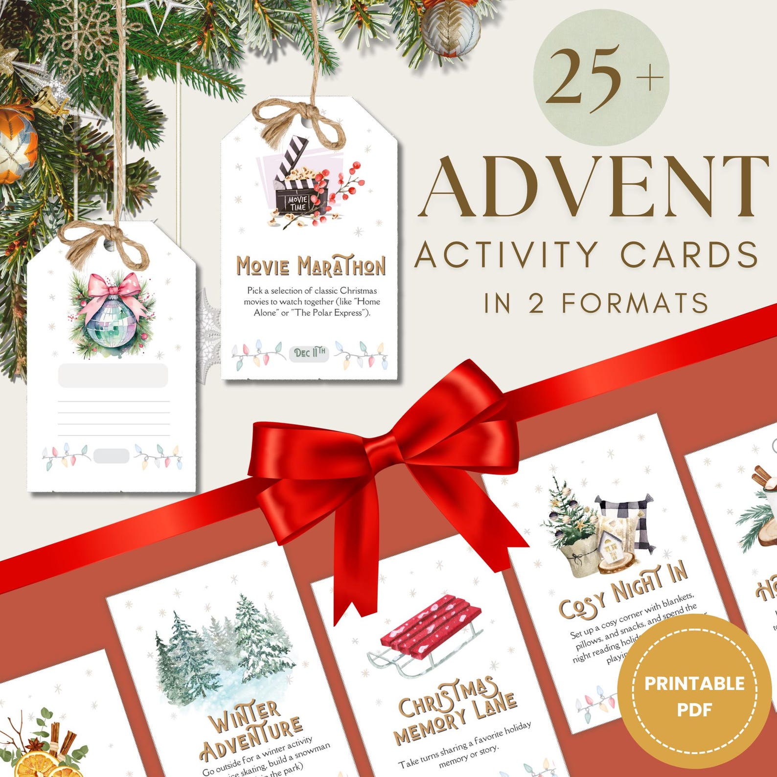 Printable Advent Activity Cards | Christmas Countdown | Activity Card ...