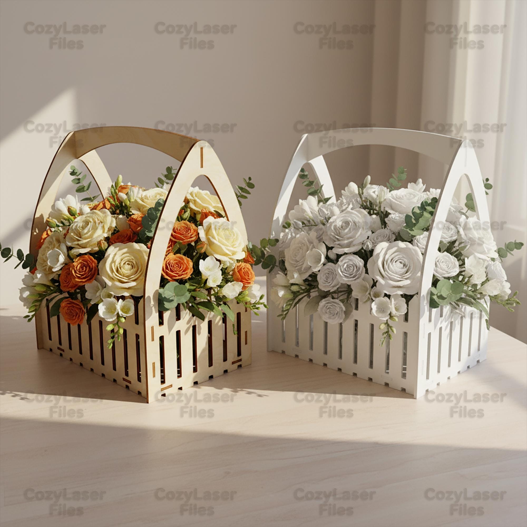 Laser Cut Flower Planter 3 and 4 Mm Box SVG Glowforge Wood Flower ...