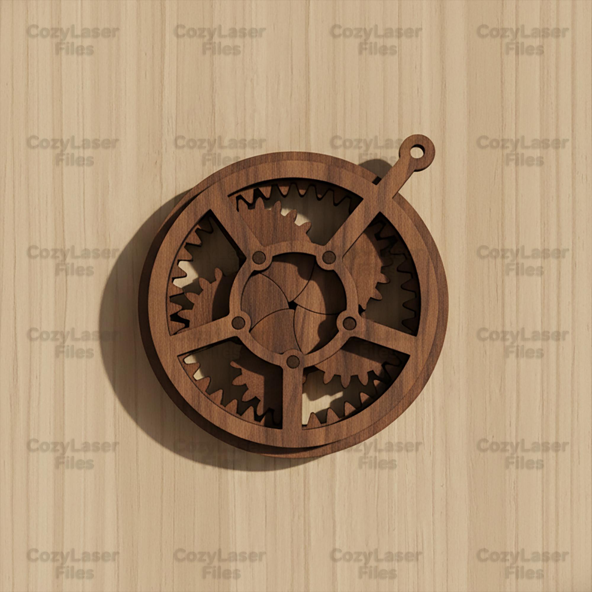 Laser Cut Mechanical Toy With Gears Puzzle SVG Glowforge Wood Iris Files Vector Template File ...