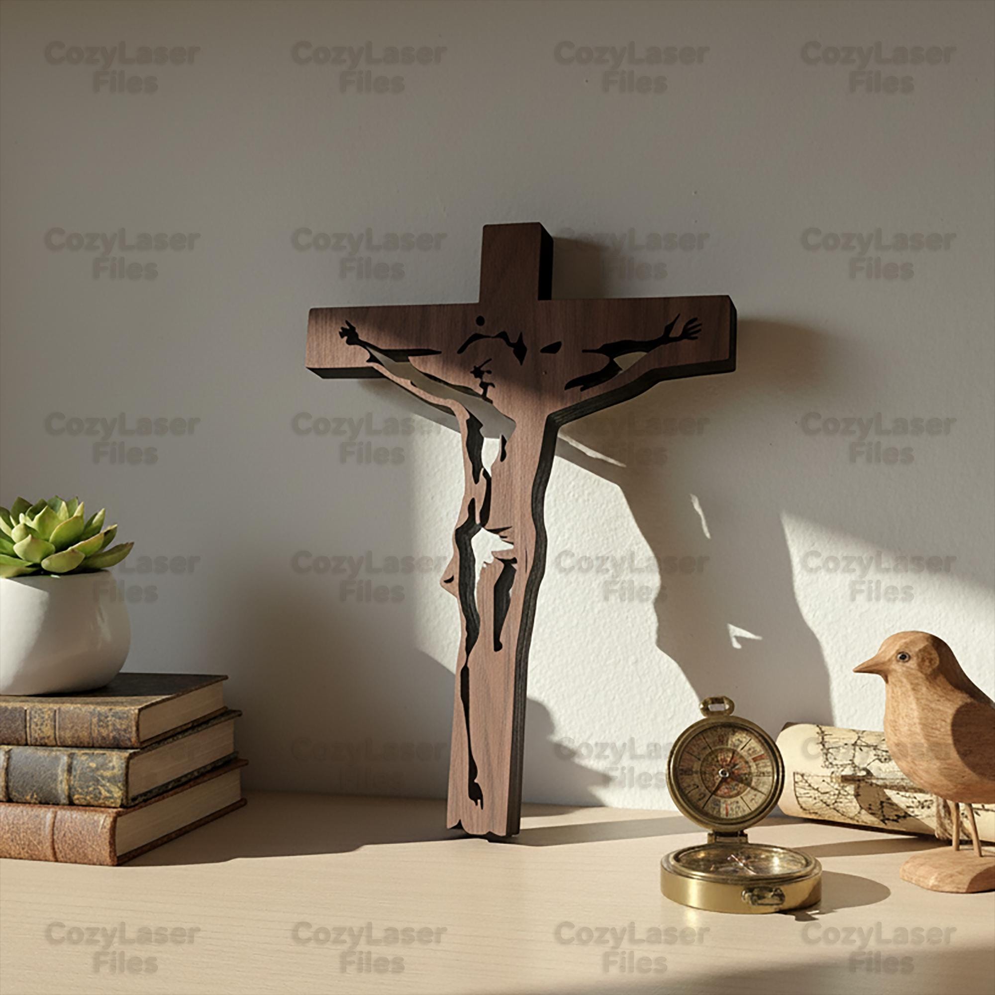 Laser Cut Jesus Christ on the Cross SVG Glowforge Wood Christian Files ...