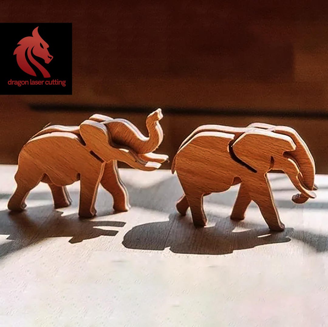 Laser Cut Elephants Puzzle 3d Puzzle SVG Bundle Glowforge Wood Animals ...