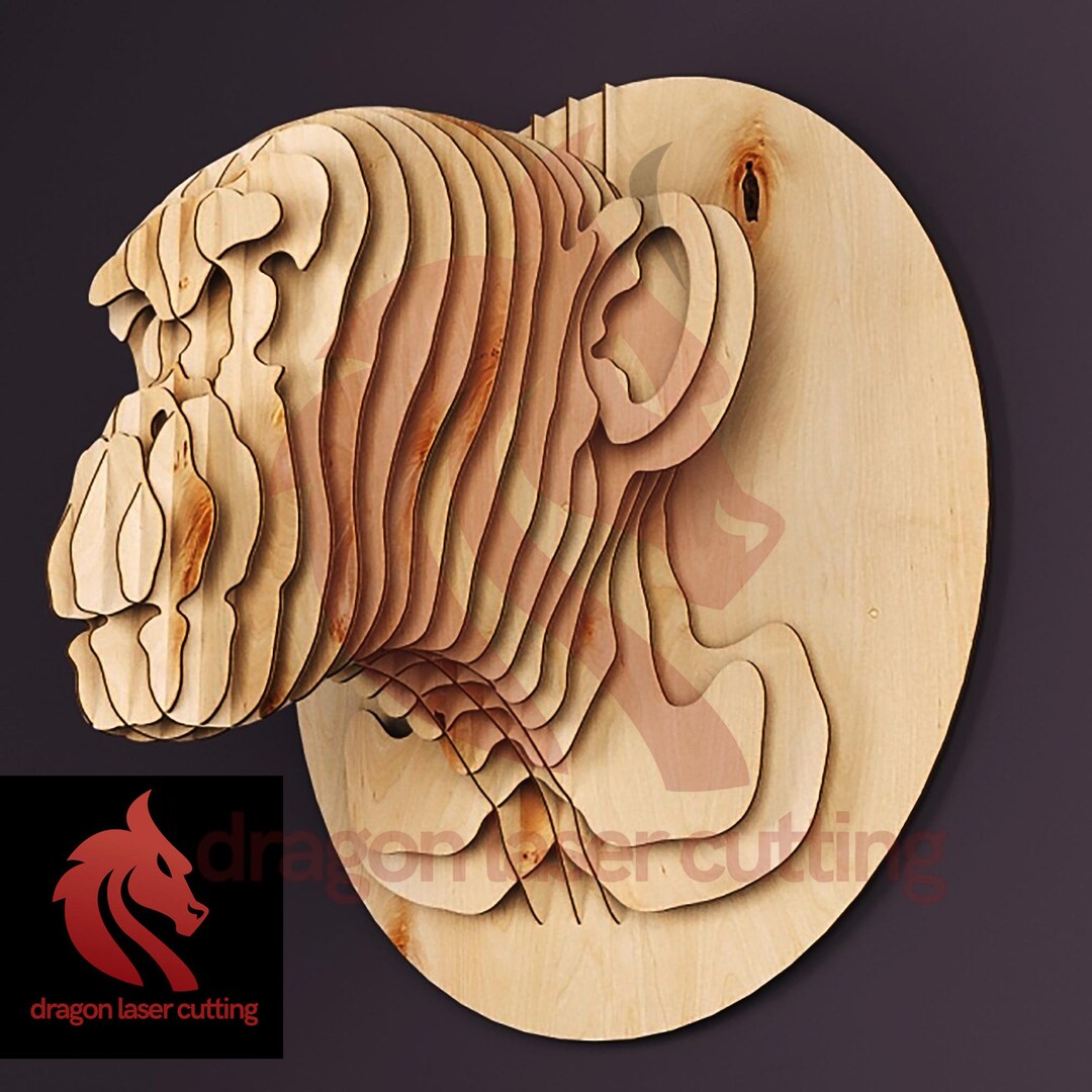 Laser Cut Monkey Head 3d Puzzle SVG Bundle Glowforge Wood Statue Svg ...