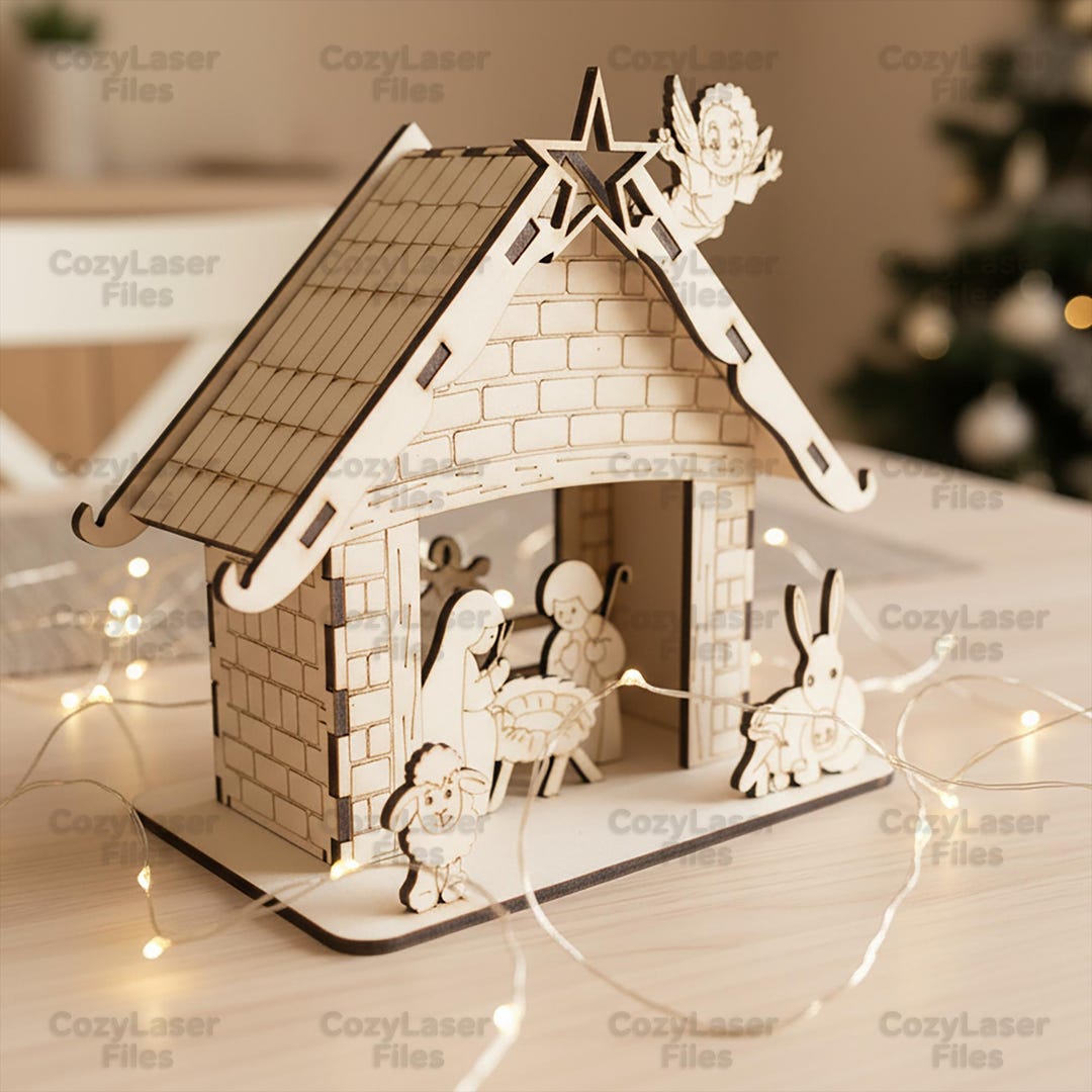 Laser Cut Files Christmas Nativity Scene 3D Decoration SVG Glowforge ...