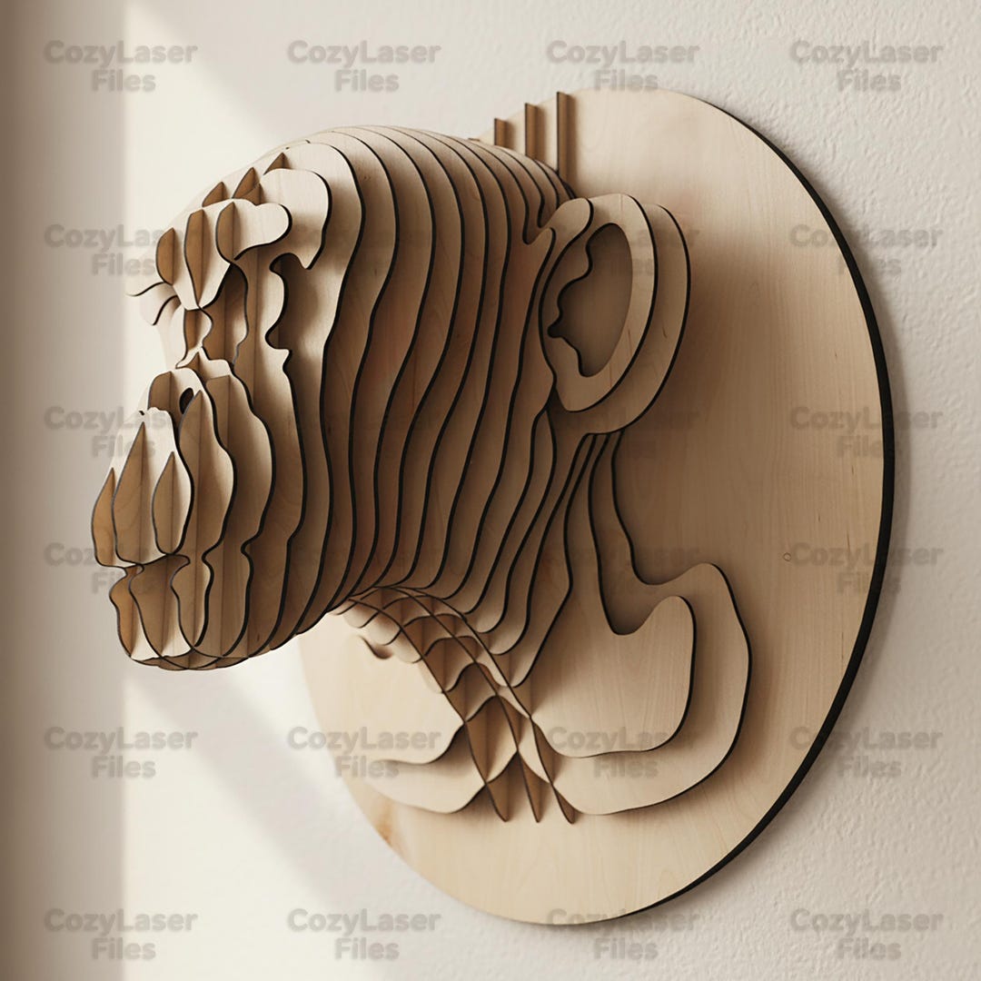 Laser Cut Monkey Head 3d Puzzle SVG Bundle Glowforge Wood Statue Svg ...