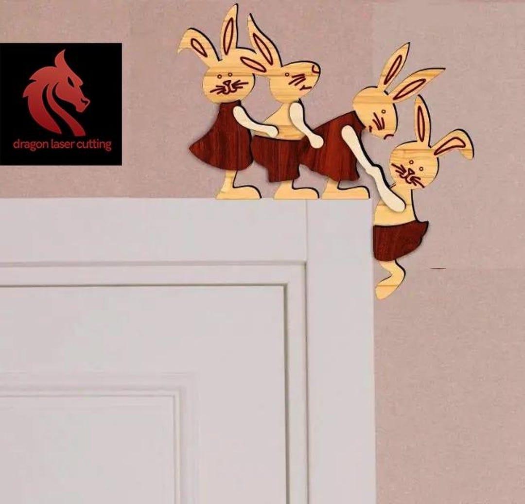 Laser Cut Rabbits Door Corner SVG Bundle Glowforge Wood Corner Svg ...