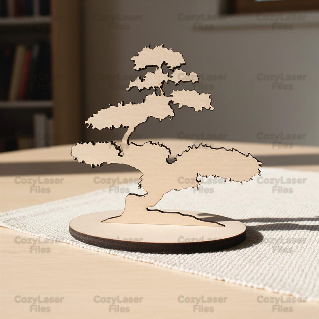 Laser Cut Decorative Flower Bonsai Tree SVG Glowforge Plant Vector ...