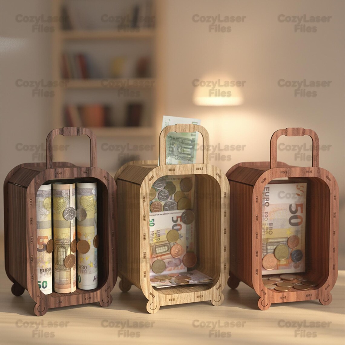 Laser Cut Files Piggy Box Organizer 3d Puzzle SVG Glowforge Wood Piggy ...